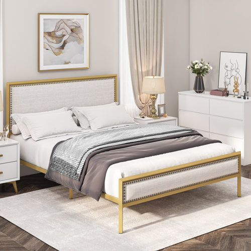 Willa Arlo Interiors Erfan Upholstered Platform Bed With Nailhead Trim